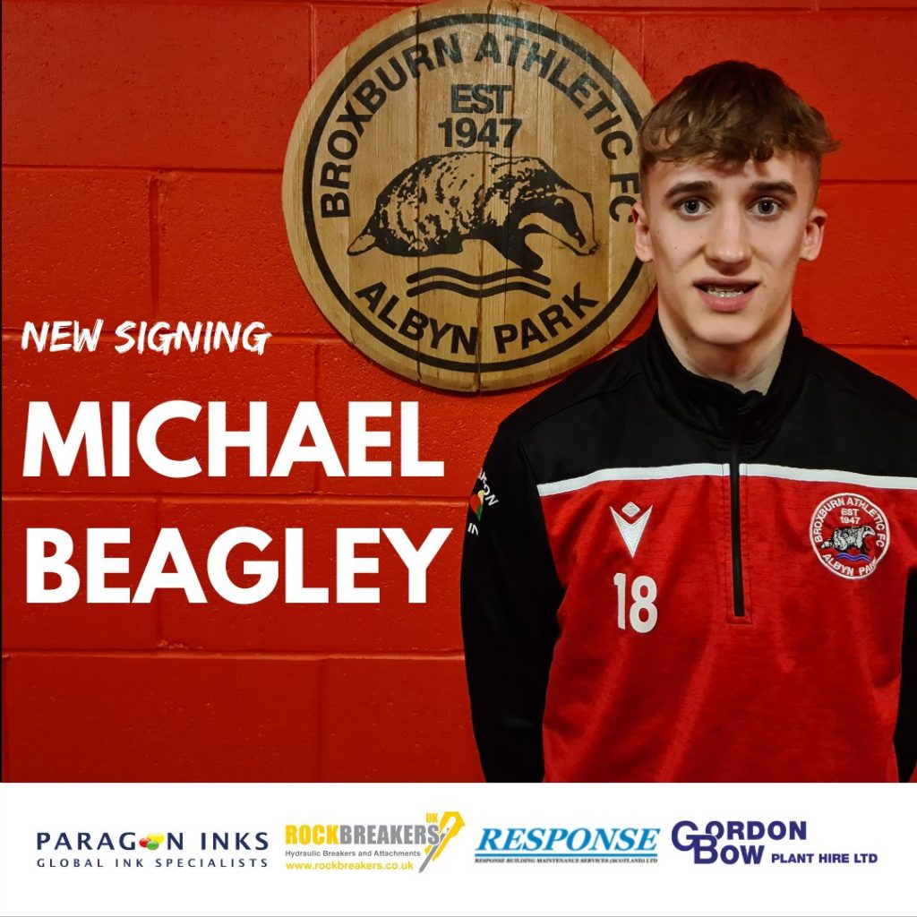MICHAEL BEAGLEY SIGNS FOR THE PARS - Broxburn Athletic Football Club